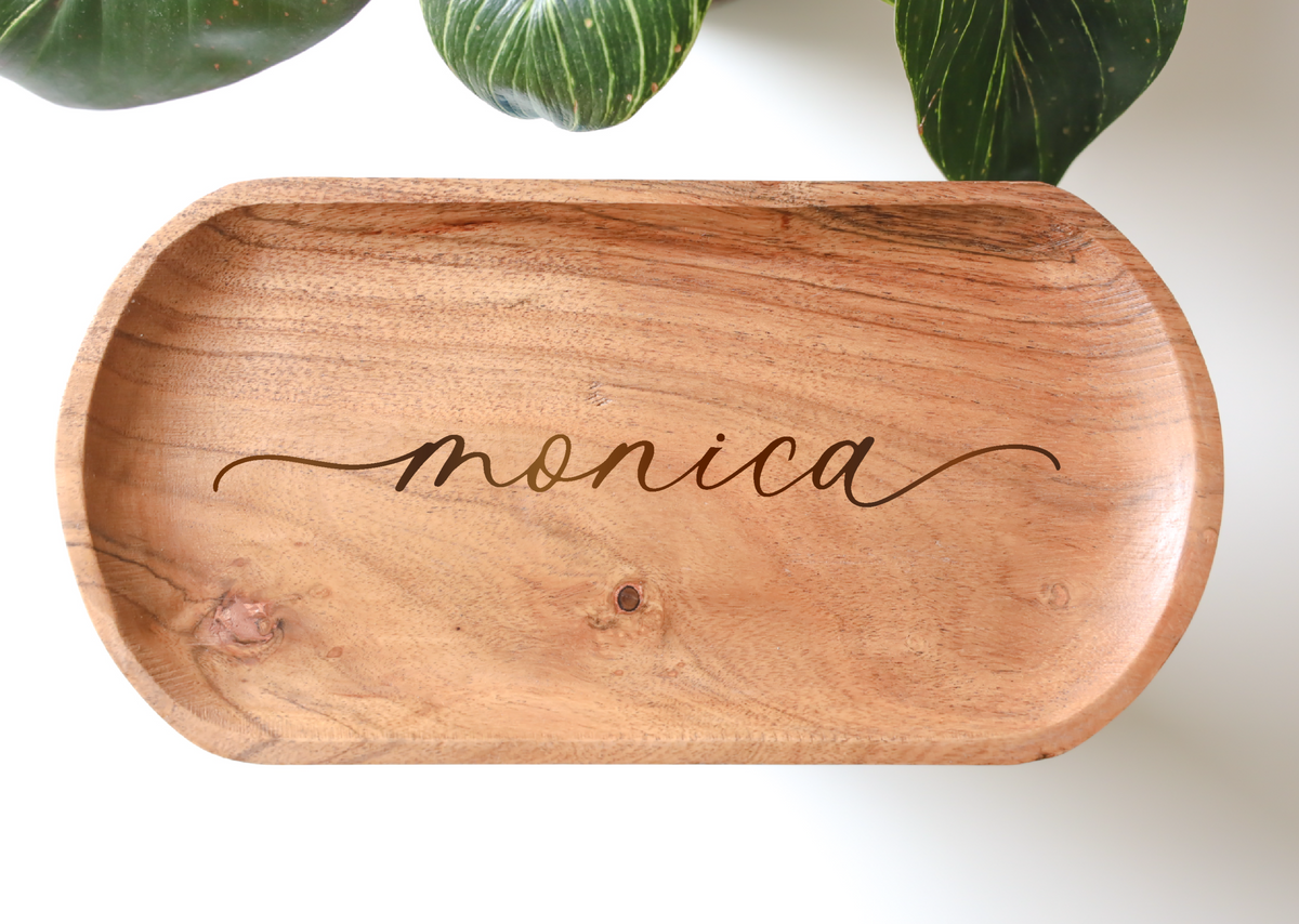 Personalized Engraved Acacia Jewelry Tray – Agape Calligraphy